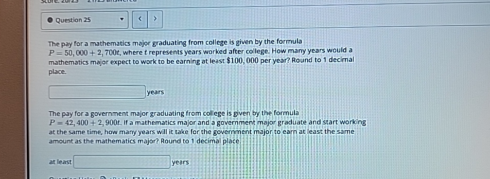 Solved The pay for a mathematics major graduating from | Chegg.com