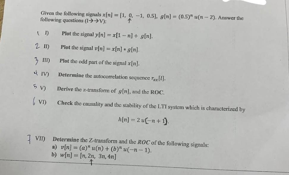 Solved Given the following signals | Chegg.com