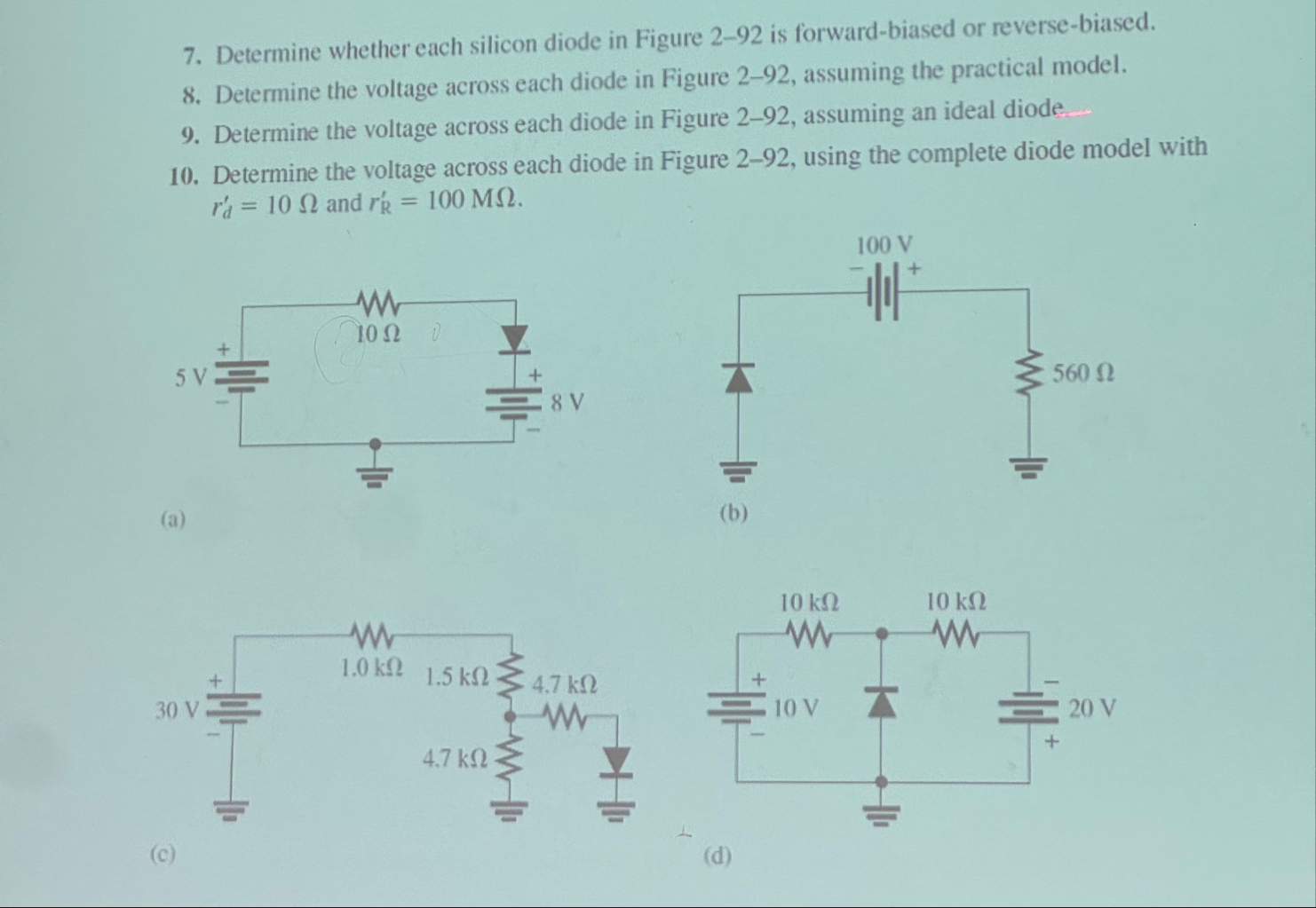 Solved Determine whether each silicon diode in Figure 2-92 | Chegg.com