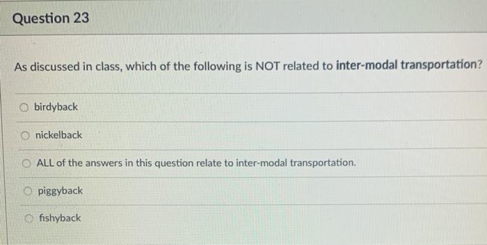 Solved Question 23 As discussed in class, which of the | Chegg.com