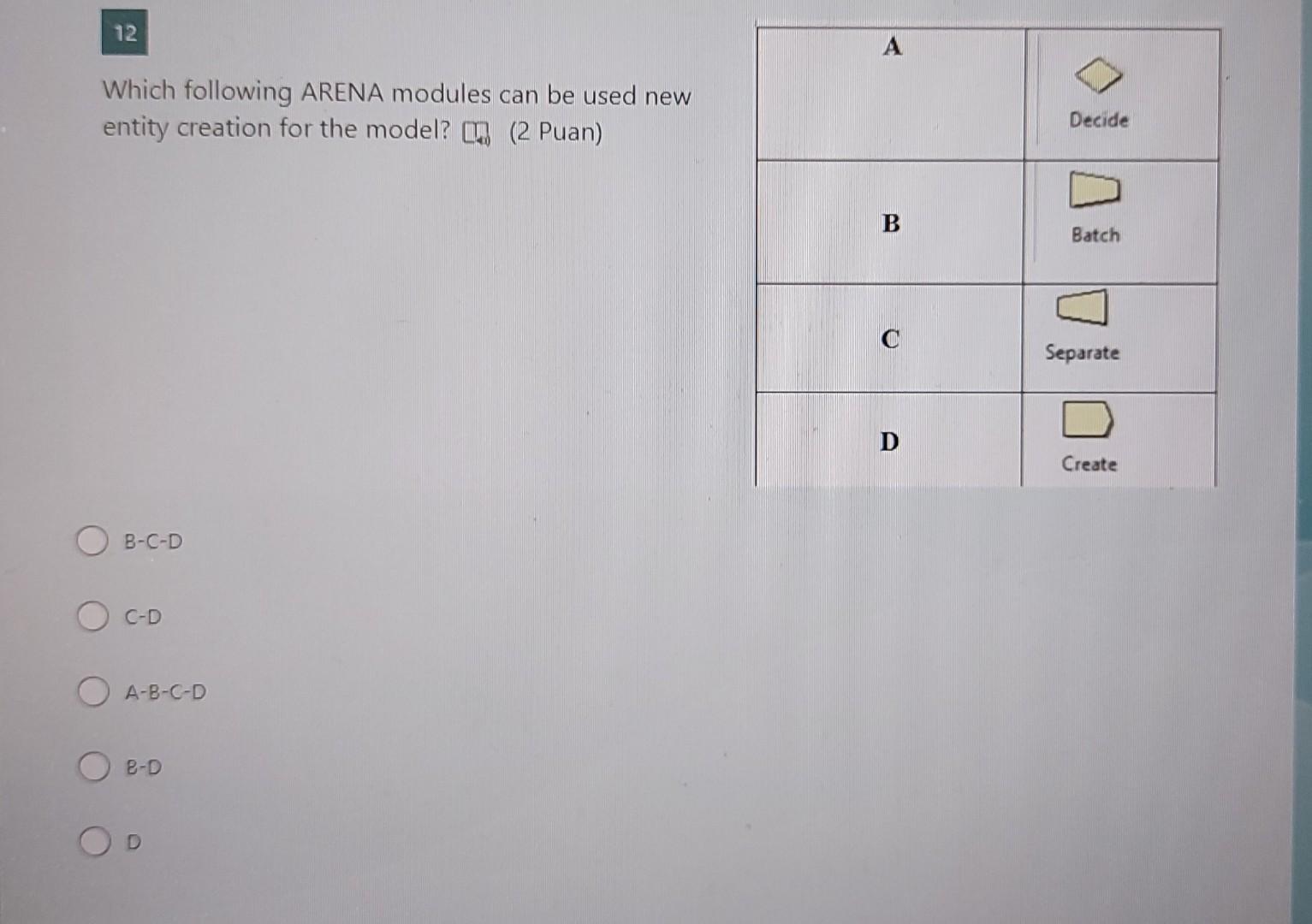 Solved Which following ARENA modules can be used new entity | Chegg.com