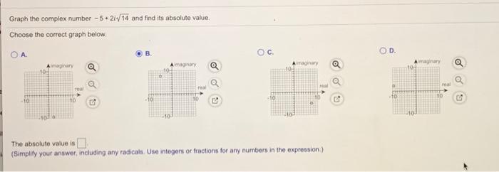 Solved Graph the complex number - 5+212 14 and find its | Chegg.com