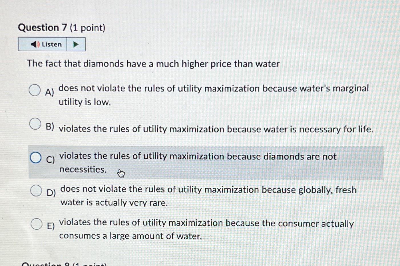 Solved Question 7 (1 ﻿point)ListenThe fact that diamonds | Chegg.com