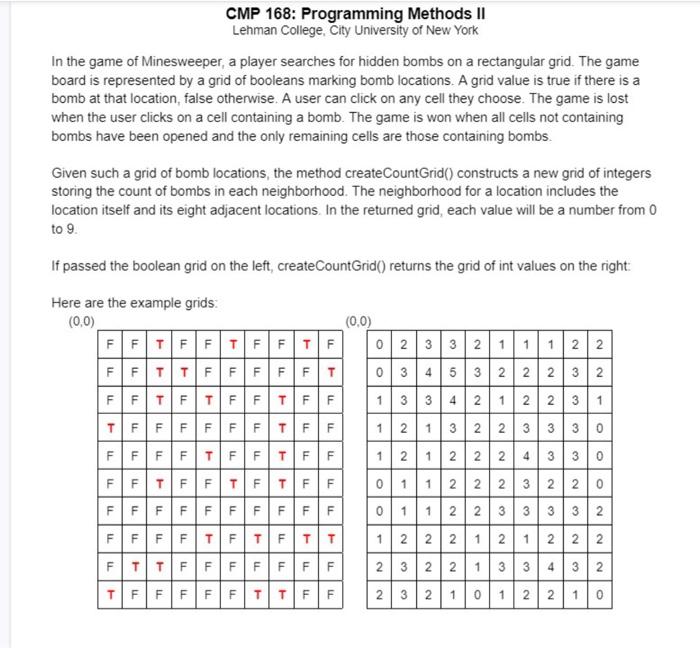 Solved CMP 168: Programming Methods II Lehman College, City | Chegg.com