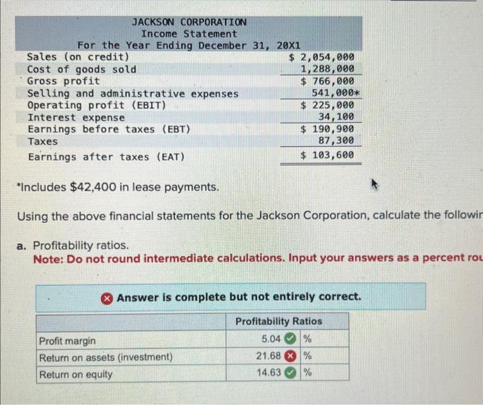 Solved *Includes $42,400 in lease payments. Using the above | Chegg.com