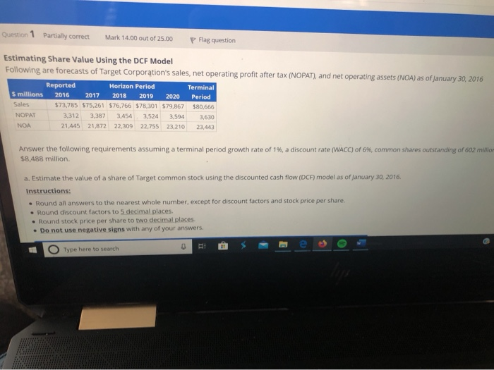 Estimating share value using the DCF model Following | Chegg.com