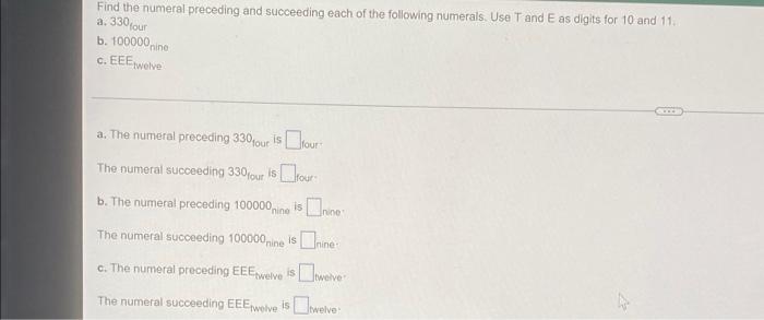 Solved Find the numeral preceding and succeeding each of the | Chegg.com