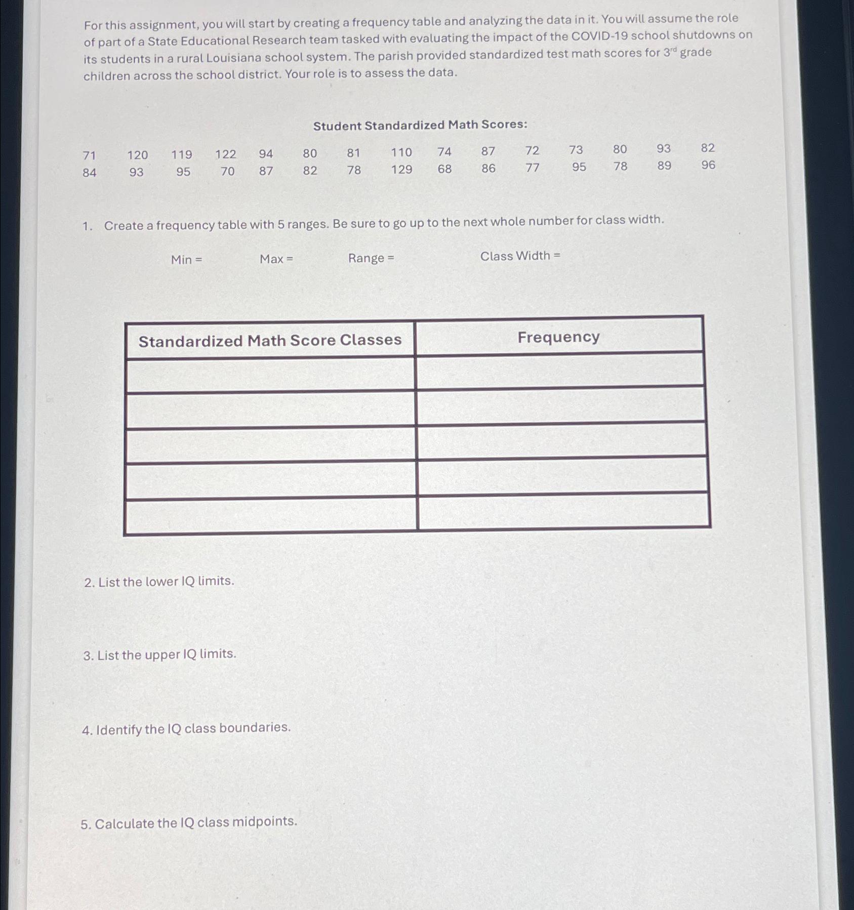 Solved For this assignment, you will start by creating a | Chegg.com