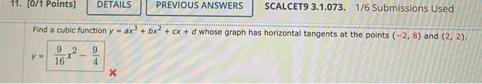 Solved Find a cubic function y=ax3+bx2+cx+d whose graph has | Chegg.com