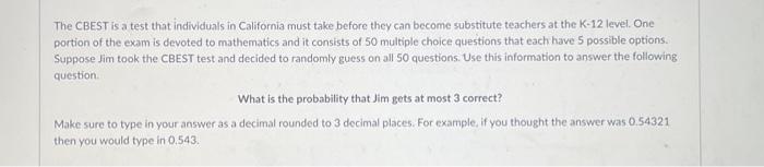 Solved The CBEST is a test that individuals in California | Chegg.com