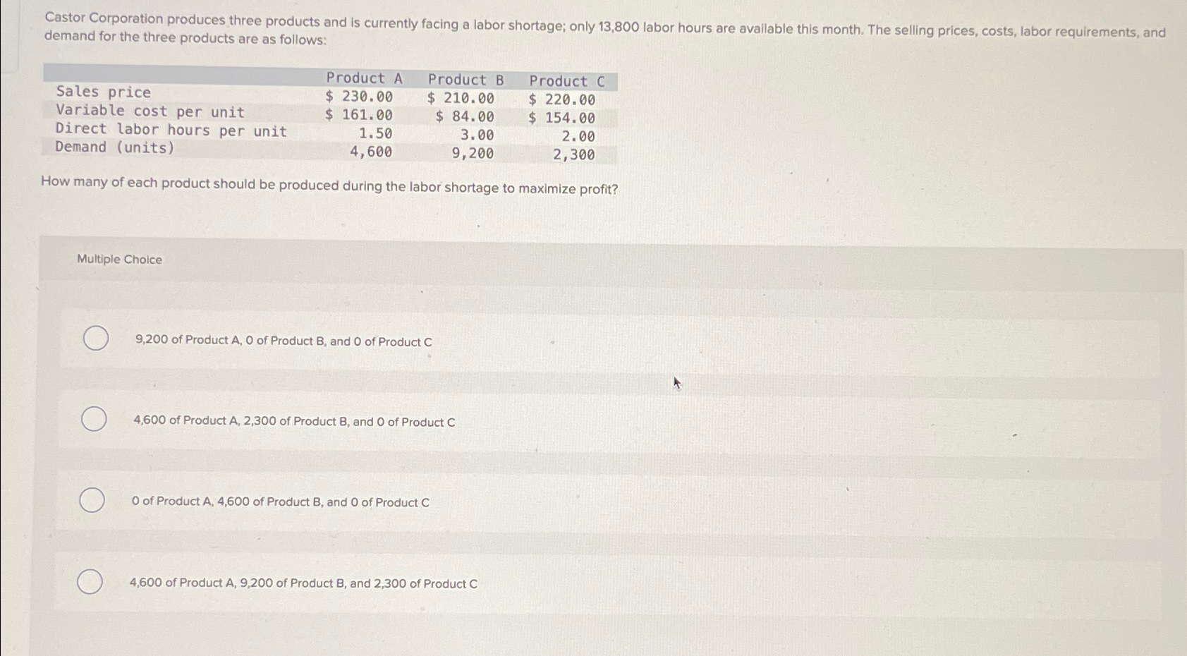 Solved Castor Corporation produces three products and is | Chegg.com