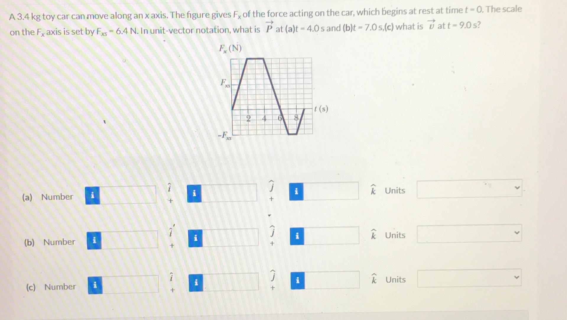 Solved A 3.4kg ﻿toy car can move along an x ﻿axis. The | Chegg.com