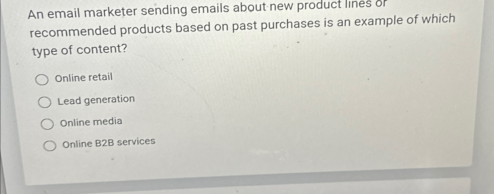 Solved An email marketer sending emails about new product | Chegg.com