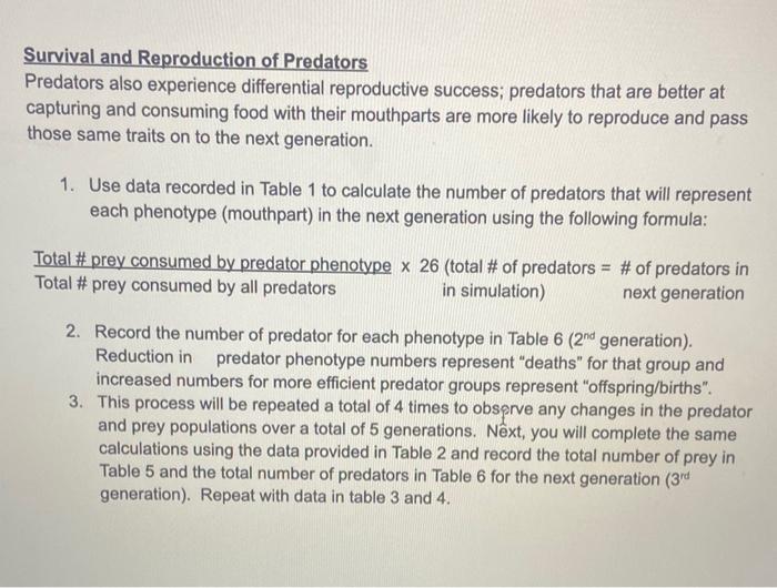 Survival and Reproduction of Predators Predators also | Chegg.com