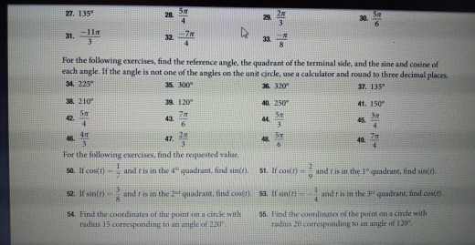 Solved 27. 135° 28. 2x 29 30 31. -11 3 32-7 33 For the | Chegg.com