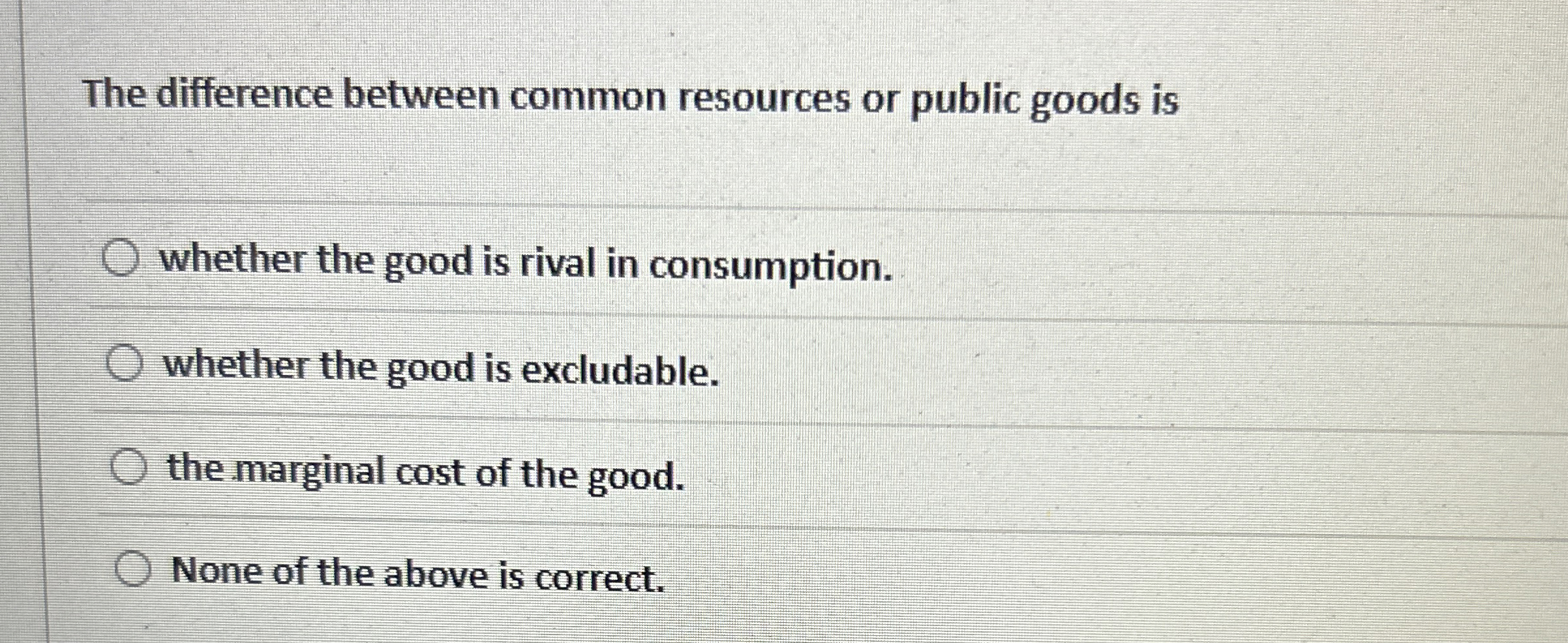 Solved The difference between common resources or public | Chegg.com