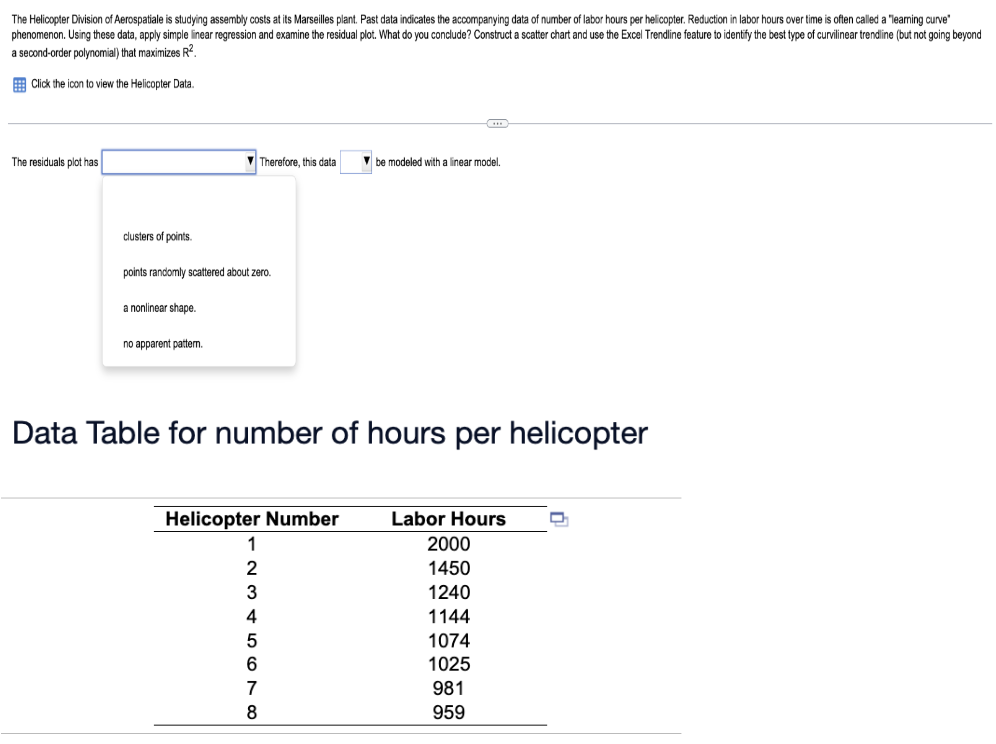 Solved The Helicopter Division of Aerospatiale is studying | Chegg.com