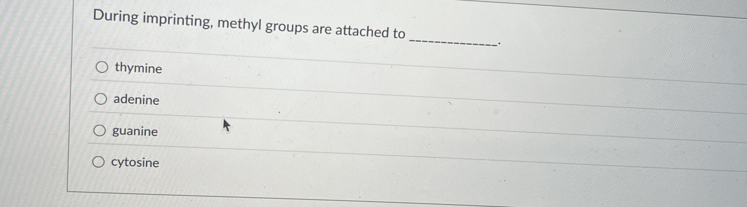 Solved During imprinting, methyl groups are attached | Chegg.com