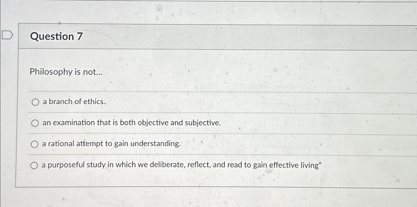 Solved Question 7Philosophy is not...a branch of ethics.an | Chegg.com