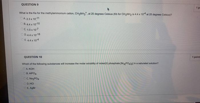 Solved What is the Ka for the methylammonium cation, | Chegg.com