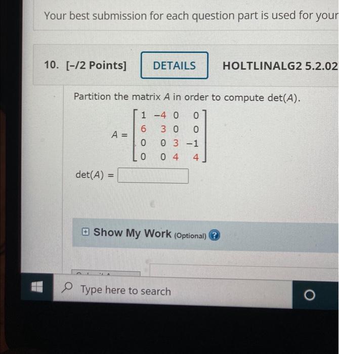 Solved Your best submission for each question part is used | Chegg.com