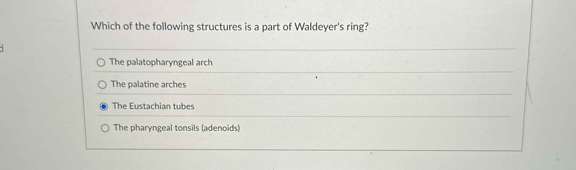 Solved Which of the following structures is a part of | Chegg.com