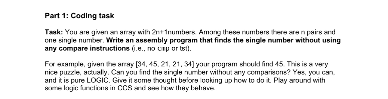 Solved Part 1: Coding taskTask: You are given an array with | Chegg.com