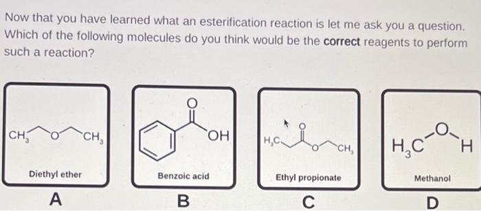 Solved Now that you have learned what an esterification | Chegg.com