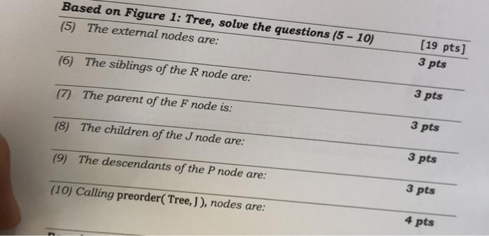 Solved Figure 1: Tree(6) The siblings of the R node are: (7) | Chegg.com