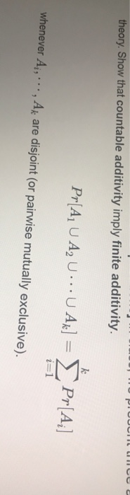 Solved PIDULTIL LICE theory. Show that countable additivity | Chegg.com