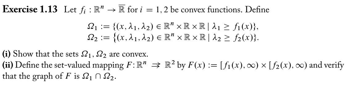 Solved Exercise 1.13 Let fi:Rn→R for i=1,2 be convex | Chegg.com