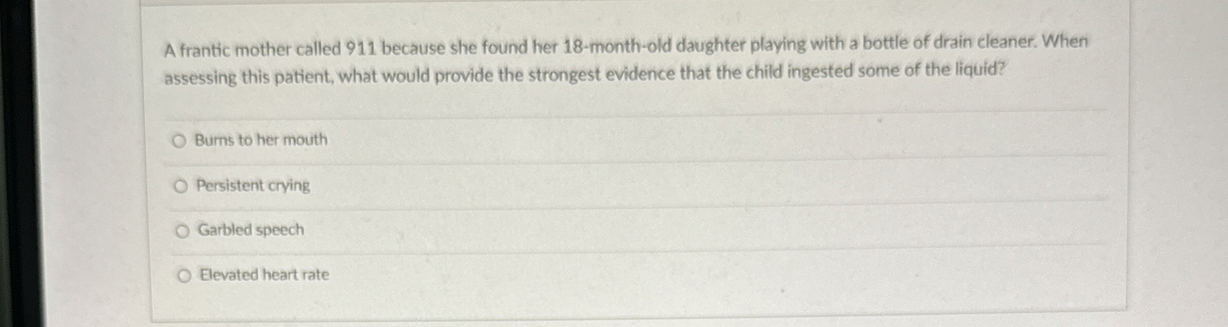 Solved A frantic mother called 911 ﻿because she found her | Chegg.com