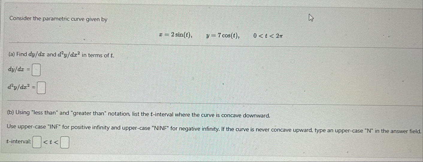 Solved Consider the parametric curve given | Chegg.com
