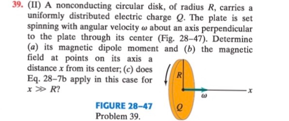 Solved 39. (II) A nonconducting circular disk, of radius R, | Chegg.com