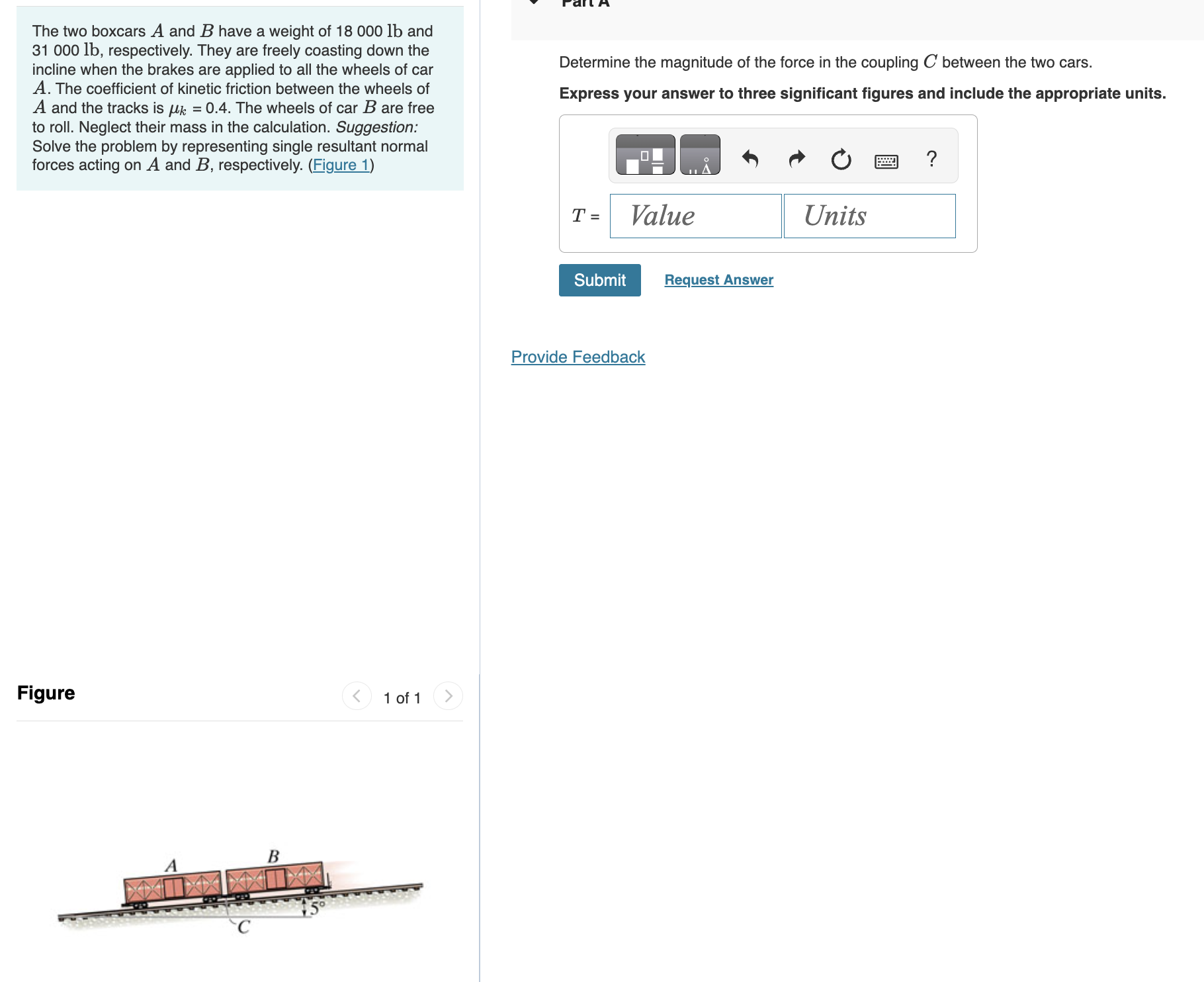 Solved The two boxcars \( ﻿A \) ﻿and \( ﻿B \) ﻿have a weight | Chegg.com
