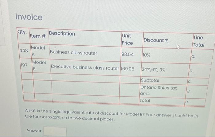 Solved Invoice What is the single equivalent rate of | Chegg.com