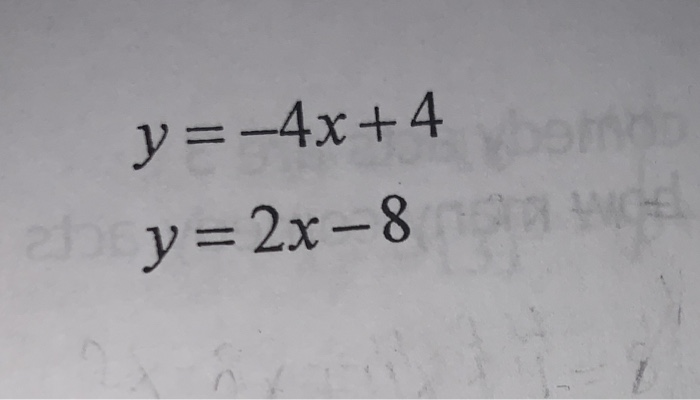 Solved y=-4x+4 y=2x-8 solve for the solution of the system | Chegg.com