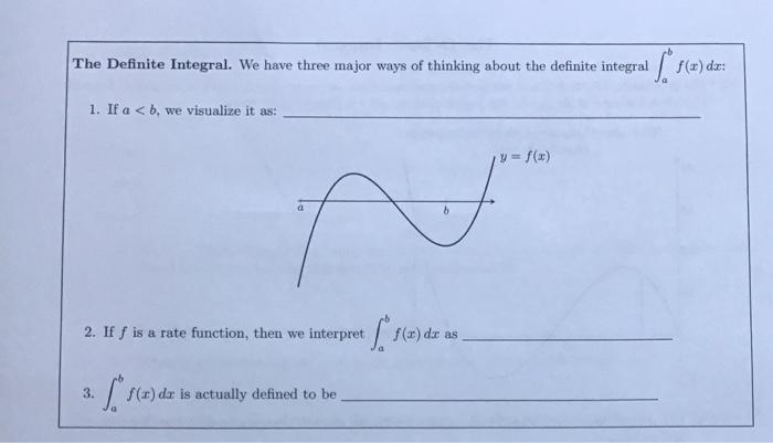 Solved The Definite Integral. We have three major ways of | Chegg.com