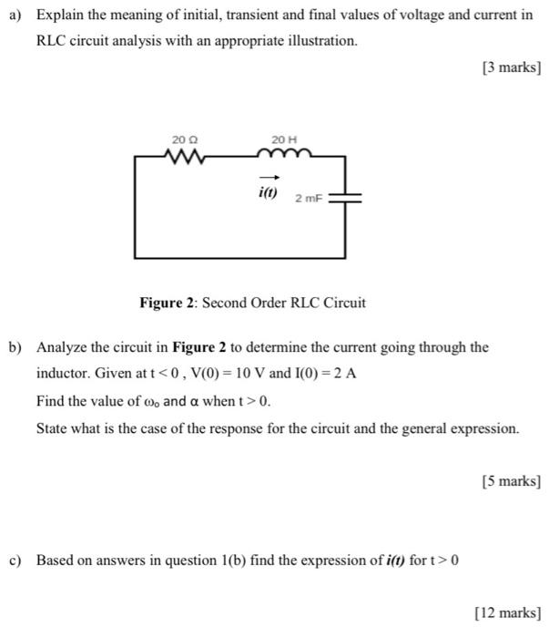 Solved a) Explain the meaning of initial, transient and | Chegg.com