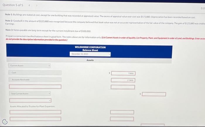 Balance sheet December 31, 2025 Assets Goodwill (Note | Chegg.com