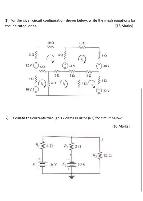 Solved 1). For the given circuit configuration shown below, | Chegg.com