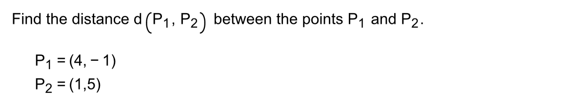 Solved Find the distance d(P1,P2) ﻿between the points P1 | Chegg.com