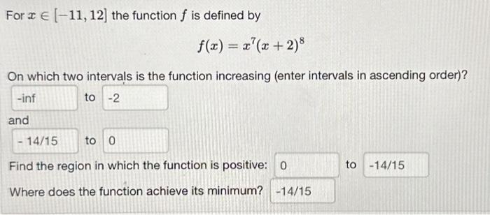 Solved For x∈[−11,12] the function f is defined by | Chegg.com