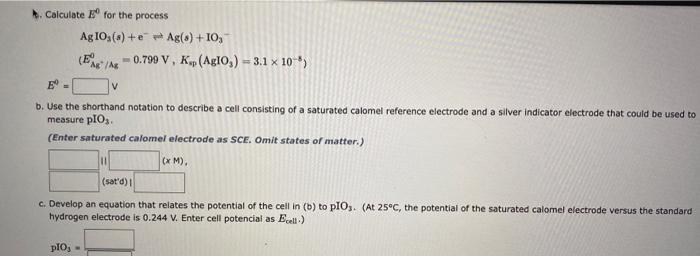Solved H. Calculate E0 for the process | Chegg.com