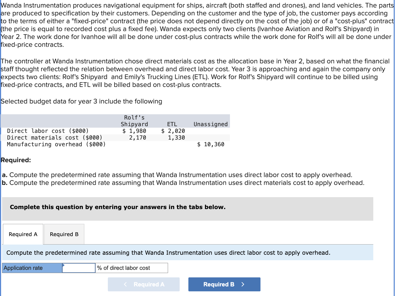 Solved Wanda Instrumentation produces navigational equipment | Chegg.com