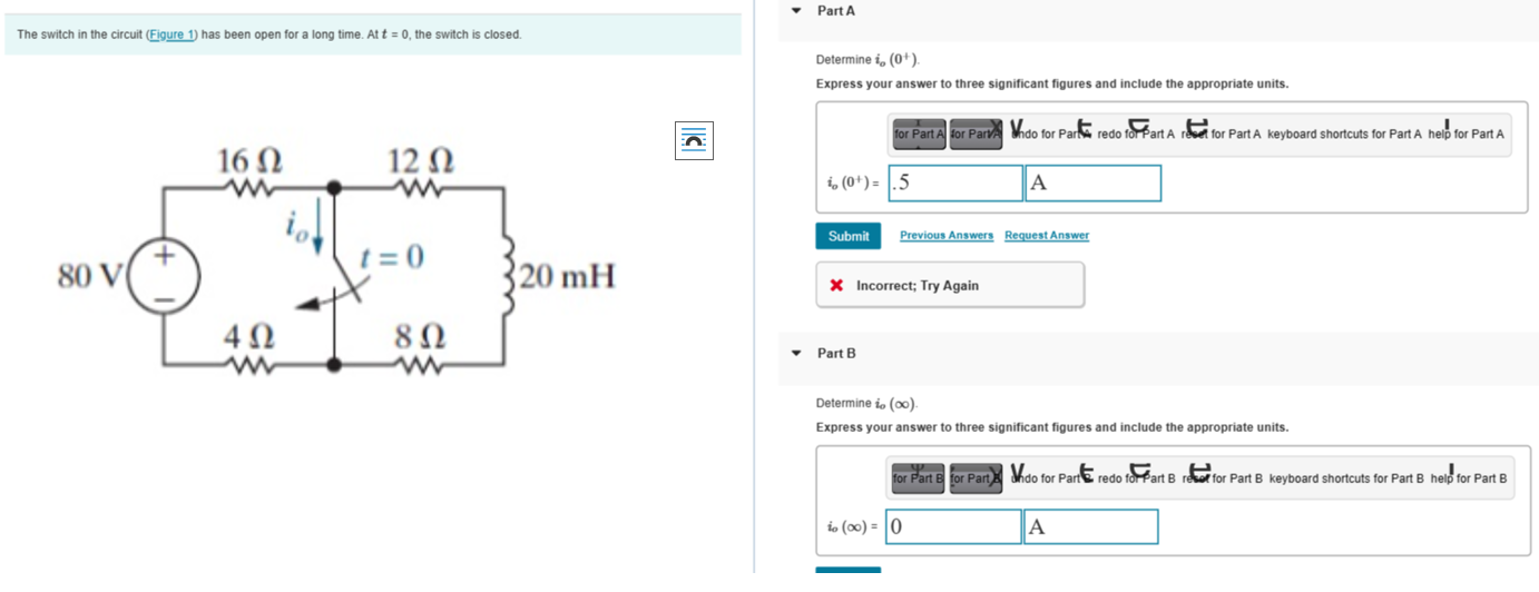 Solved The switch in the circuit (Figure 1) ﻿has been open | Chegg.com