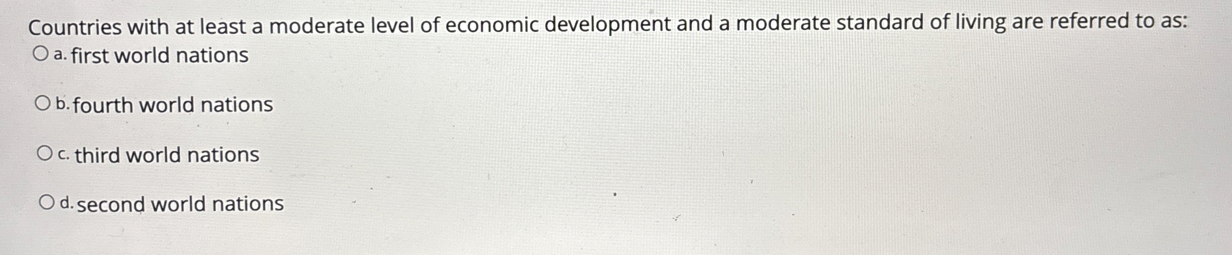 Solved Countries with at least a moderate level of economic | Chegg.com