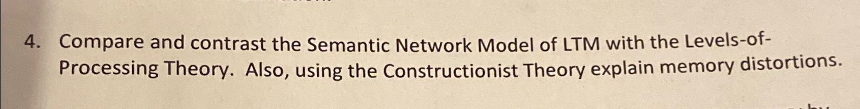 Solved Compare and contrast the Semantic Network Model of | Chegg.com