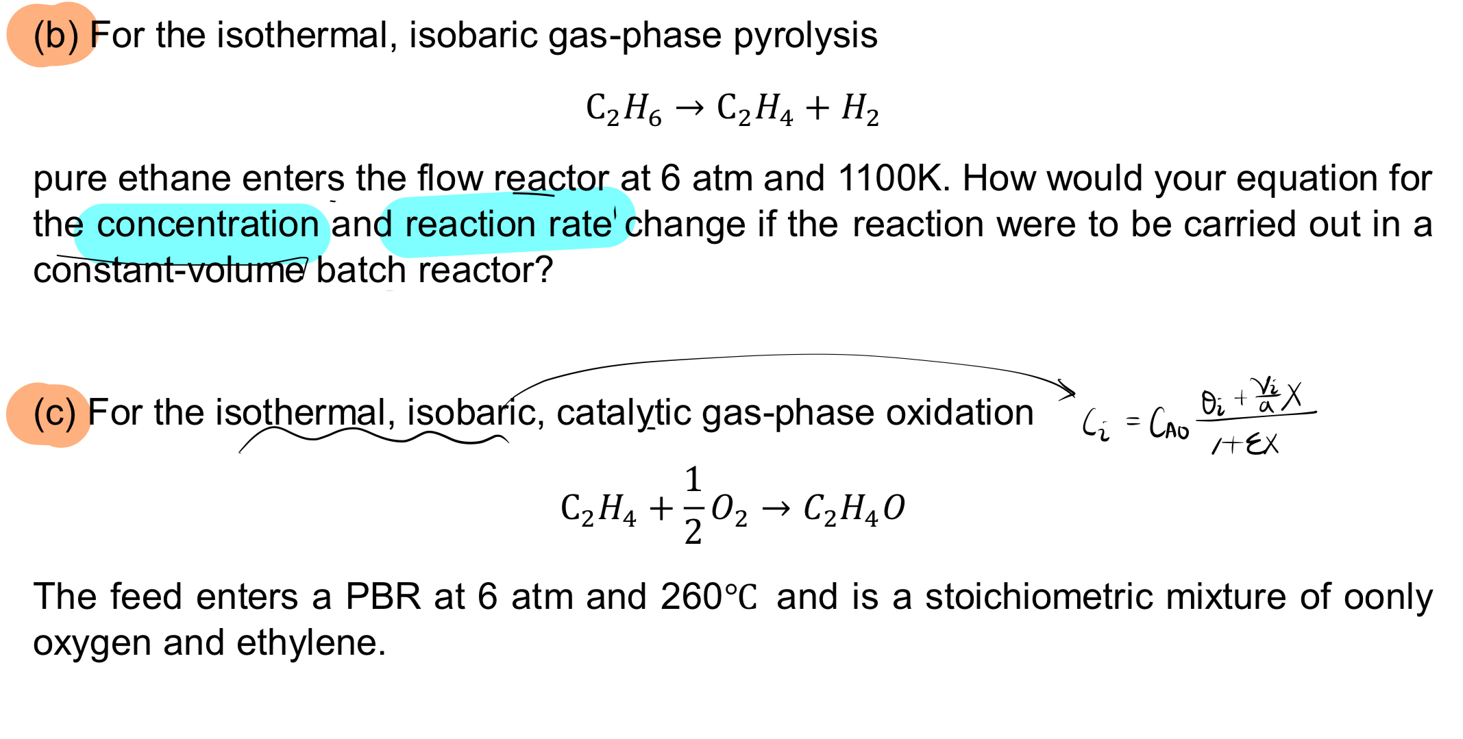 Solved (b) ﻿For the isothermal, isobaric gas-phase | Chegg.com