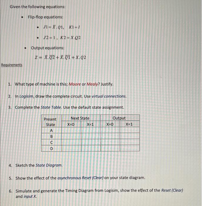 Solved Given the following equations: • Flip-flop equations: | Chegg.com